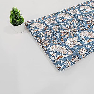 Trade Star Indian Hand Block Floral Print Fabric Lovely 3 Yard Running Natural Dyes Fabric 100% Soft Cotton Fabric for Sewing Crafting Ethnic Handmade Dressmaking Fabric by The Yard (Block Print - 5)