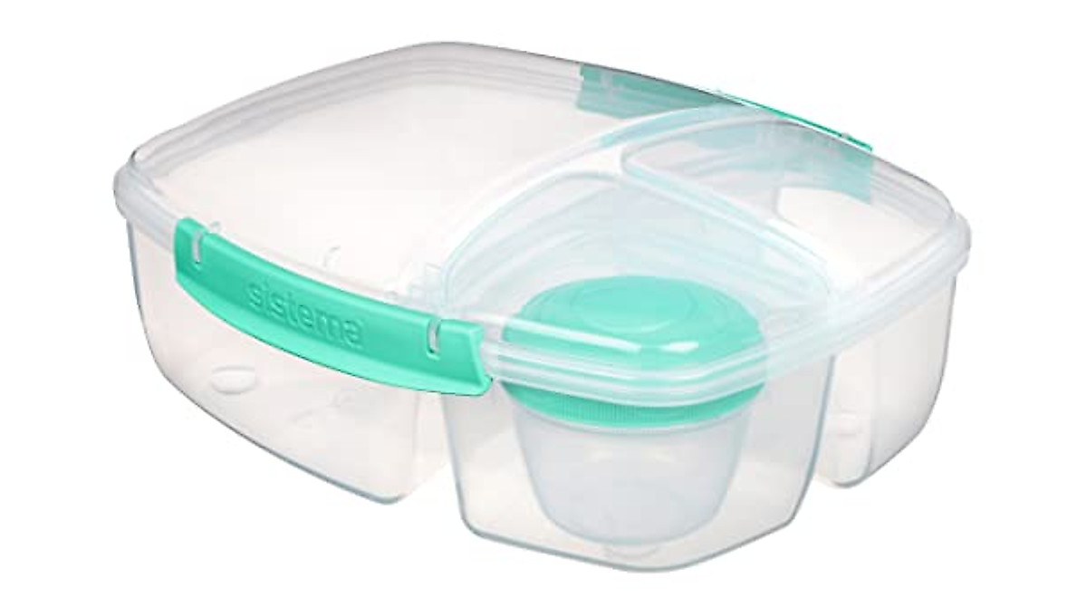 Sistema to Go Triple Split Lunch Box with Yoghurt Pot, 2L - Assorted ...