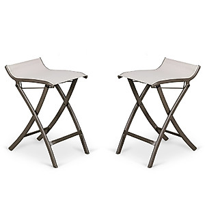 Aoodor Outdoor 2-Piece Bar High Patio Folding Chairs - All-Weather, Comfortable Design