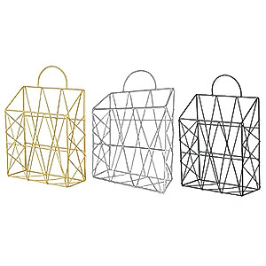 MOOVGTP Magazine Stand Storage Basket, Wall Hanging Magazine Holder Wrought Iron Storage Rack Wall Storage Basket Desk Storage File Racks for Home Office Decoration