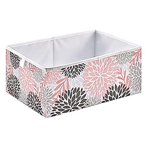 xigua Dahlia Flower Rectangle Storage Bin Large Collapsible Storage Box Canvas Storage Basket for Home,Office,Books,Nursery,Kid's Toys,Closet