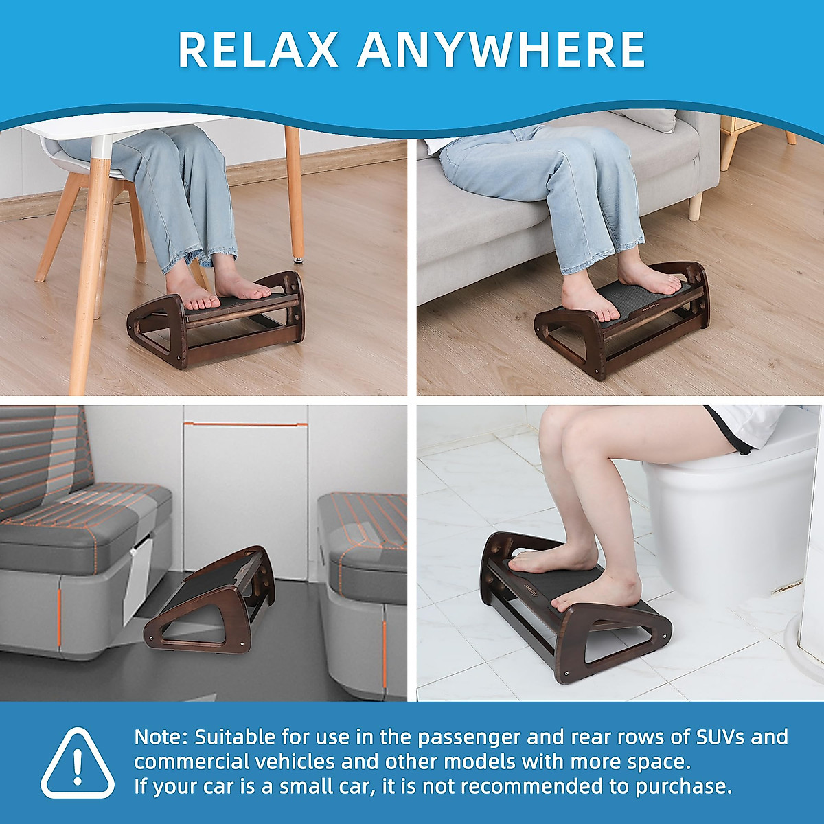 Fanwer 6 Height Adjustable Foot Rest for Under Desk at Work, Ergonomic Foot Stool with Massage Rollers, Ergonomic Tilted Footrest Foot Massager for Home Office Work