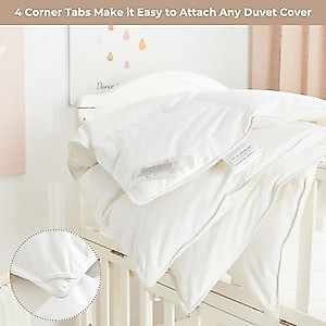 ROSE FEATHER Toddler/Travel/Crib Goose Down Comforter Duvet/Blanket Multifunctional,100% Organic Cotton & Washable Unisex Kids,All Season,White 47x60
