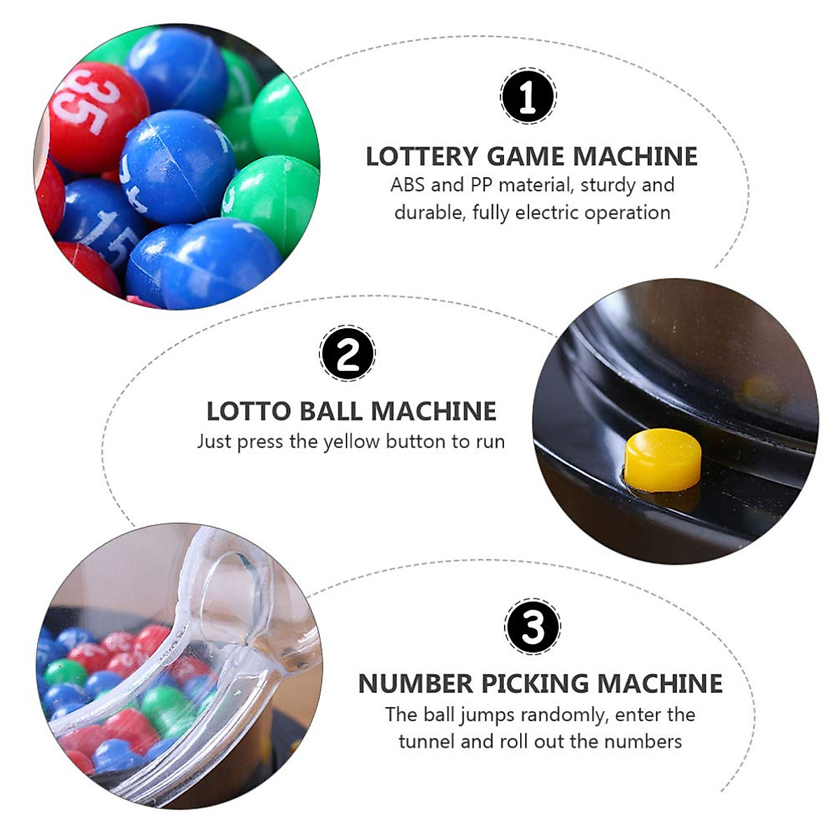 Bingo Lotto Game Electric Lotto Ball Machine Mini Machine Portable Bingo Machine Toy Jackpot Machine with Fortunate Number Picker for Family Table Games