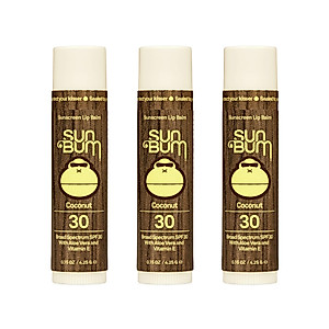 Sun Bum Sun Bum Spf 30 Sunscreen Lip Balm Vegan and Cruelty Free Broad Spectrum Uva/uvb Lip Care With Aloe and Vitamin E for Moisturized Lips Coconut Flavor 3 Pack