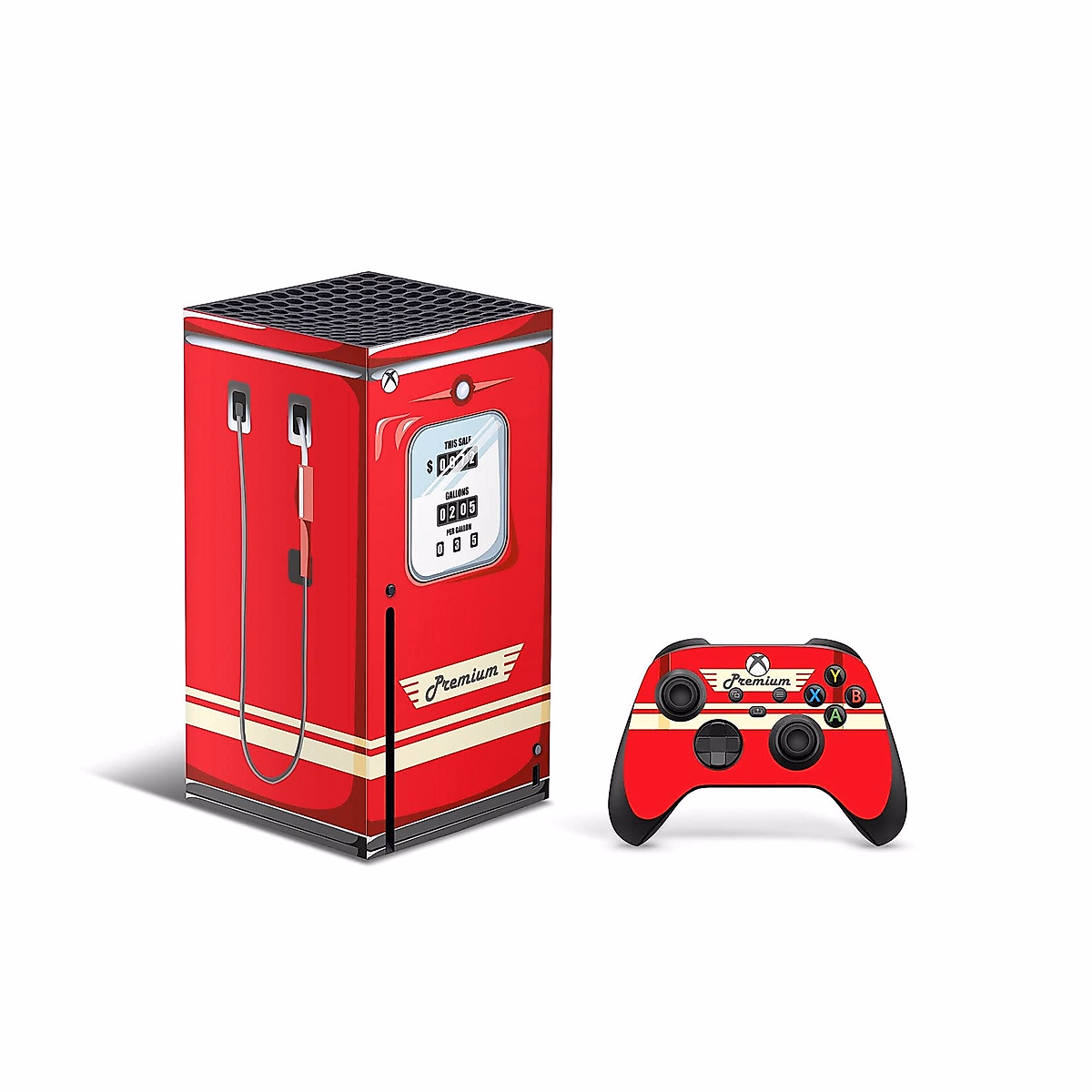 ZOOMHITSKINS Compatible with X1 Series X, GAZ Gas Station Red Vintage Cute, Durable, Bubble-Free, Made in USA