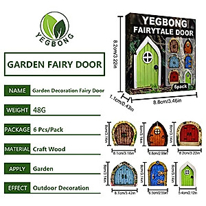 GDDFZ 6 Pcs Fairy Door for Trees, Miniature Fairy Garden Outdoor Decor Accessories