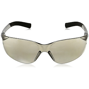 Crews BK219 BearKat Polycarbonate Indoor/Outdoor Clear Mirror Lens Safety Glasses with Non-Slip Hybrid Black Temple Sleeve, Small, 1 Pair