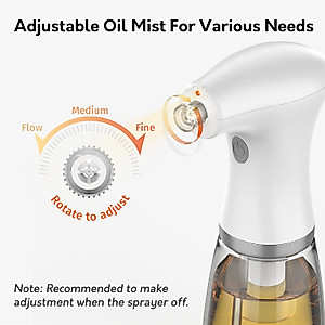 SYAWS Oil Sprayer for Cooking, Electric Oil Spray Bottle, Rechargeable Olive Oil Dispensing with LED Light,Adjustable Oil Mister with Glass for Air Fryer,Salad,BBQ,Baking,Roasting