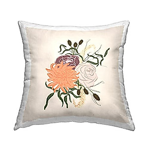 Stupell Industries Blooming Flower Bulbs Mixed Botanical Arrangement Design by Birgit Maria Kiennast Throw Pillow, 18 x 18, Beige