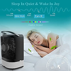 Portable Air Conditioner Cooling Fan, EEIEER Personal Desk Misting Humidifier Fan Mini Air Conditioners Evaporative Air Cooler Rechargeable Fans with Remote for Room Office Outdoor-Black