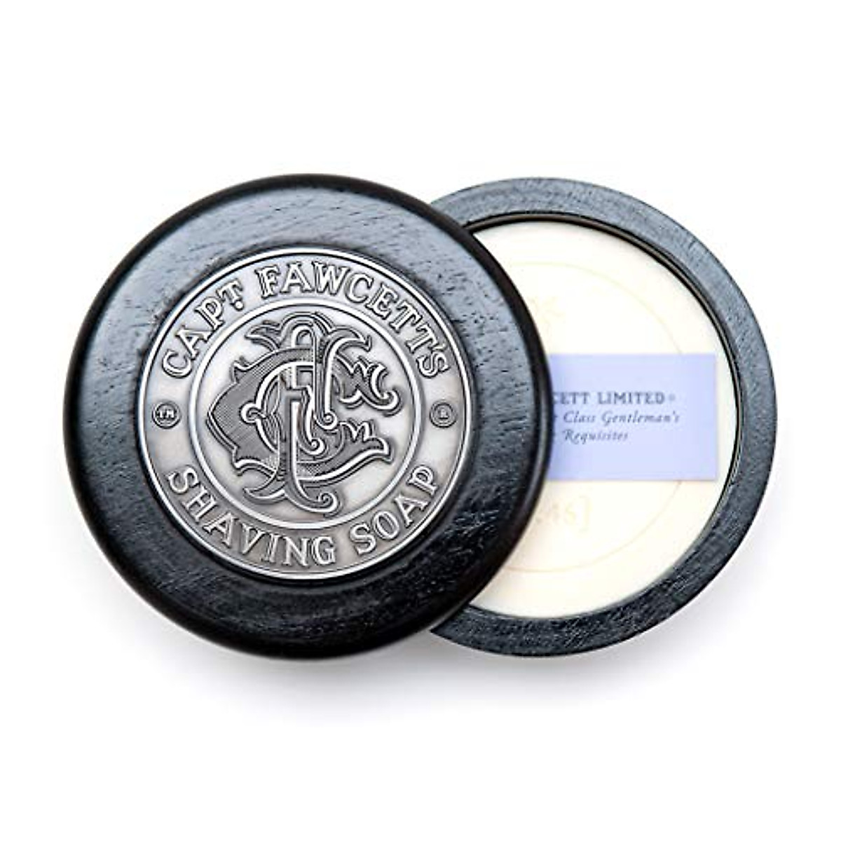 Captain Fawcett's Handcrafted Luxurious shaving soap with wooden bowl ((110g/3.88oz))- With fresh top notes of Pine Needle, Sandalwood & Amber, Elemi, | great for personal and professional use