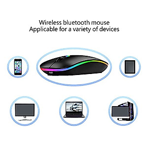 Wireless Bluetooth Mouse,LED Rechargeable Slim Silent Laptop Mouse,Portable(BT5.2+USB Receiver)Dual Mode Computer Mice,Quick Precise Responsiveness Control Laptop,Desktop Computer,Tablet,phone.(Black)