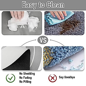 UVTQSSP Bath Mat Rug, Non-Slip Super-Absorbent Quick Dry Washable No Stains Oval Rubber Mat for Bathroom Floor, Tub and Shower, 24" x 16" Grey