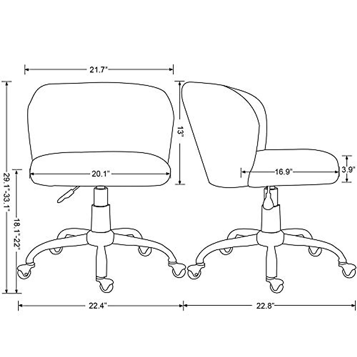 Wahson Shaggy Lamb Faux Fur Home Office Task Chair with Wheels, Comfy Swivel Desk Chair Armless, Vanity, Living Room, Bedroom, Whtie