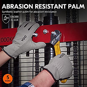 Vgo... 5-Pairs Multi-Functional Safety Work Gloves, Builder Gloves, Gardening Gloves, Light Duty Gloves, Value Pack (Size L, 5 Colors, AL8736)