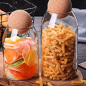 Glass Jar with Wood Lid Ball Jar Food Storage Container Clear Candy Jars Food Storage Canister Sugar Coffee Tea Beans Spice Salt Storage 3 Pcs