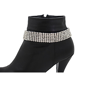 TrendyFashionJewelry Women Silver Metal Rhinestone Mesh Boot Chain Bracelet