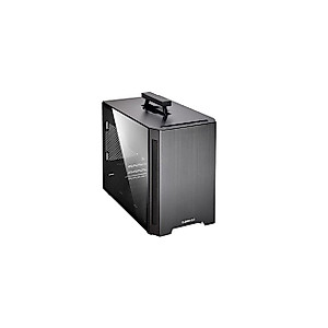 LIAN LI TU150 Aluminium Tempered Glass ITX case -Black Color -TU150WX, Case Only