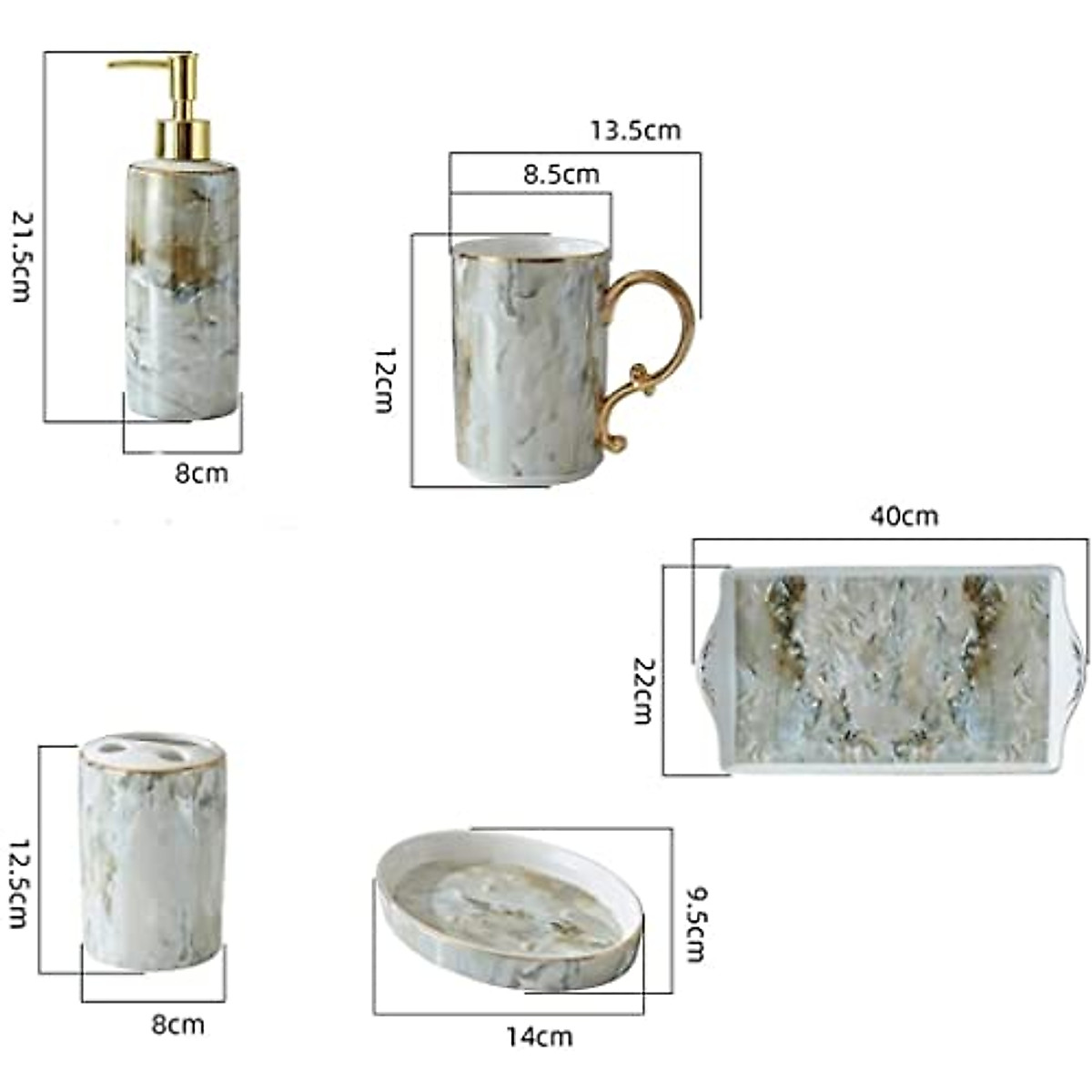 Bathroom Toiletries, Bathroom Five-Piece Set, Bathroom Toothbrush, Mouthwash Cup, Dental Ware, Ceramic Tray Set