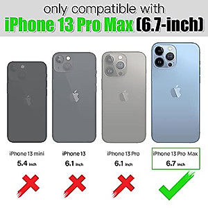 TOOVREN iPhone 13 Pro Max Case Wallet, Compatible with iPhone 13 Pro Max Case with Card Holder Kickstand Adjustable Detachable Necklace, iPhone Lanyard for iPhone 13 Pro Max 6.7 inch 2021 Green