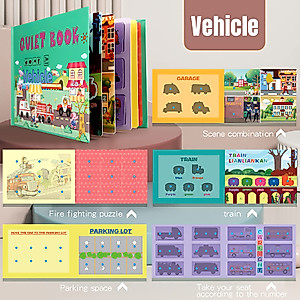 MIKNEKE 2 Pack DIY Quiet Book for Toddler, Montessori Busy Book for Kids to Develop Learning Skills, Animal Vehicle Preschool Learning Activities Learning & Education Toys