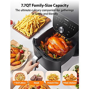 Toshiba 7.7QT Air Fryer, Family-Size for Quick and Easy Meals, 12 Preset Menus and Menu-IQ Function, 1°F Precision, 90% less fat, Double-sided Handles Easy Carrying