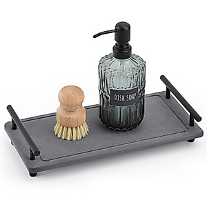 Segbeauty Vanity Tray Large, Instant Stone Drying Tray for Bathroom Kitchen, Diatomaceous Tray Fast Dry Stone Drying Mat for Kitchen Counter Bathroom Counter Tray Soap Organizer Mat with Handle