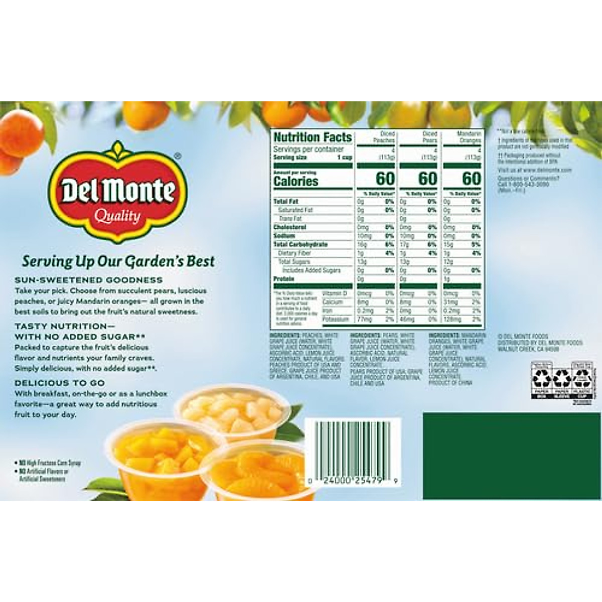 Del Monte Fruit Cup Snacks In Juice, 4 Oz, 12 Ct