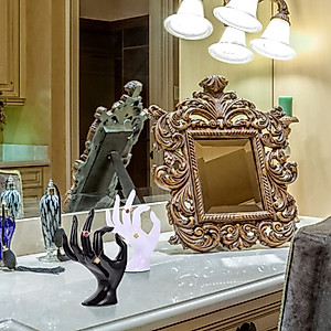 Cabilock 2pcs Gesture Hand Model Display Stands Jewelry Showing Rack Decorative Necklace Holders Plastic Black/white