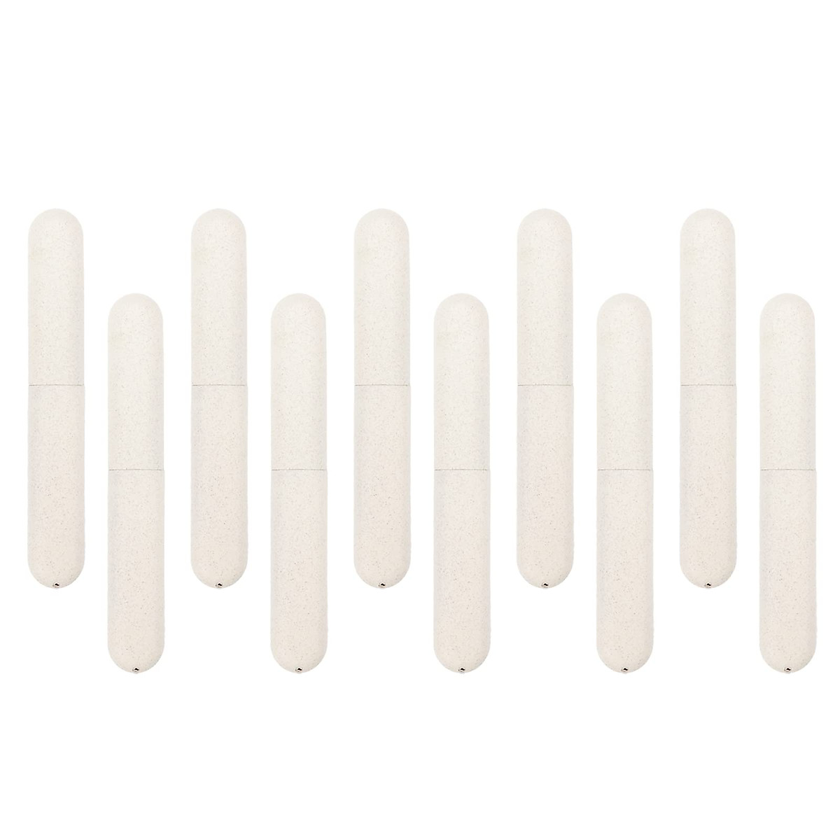 Xiaoyztan 10 Pcs Portable Travel Toothbrush Case Wheat Straw Synthetic Plastic Storage Box Single Toothbrush Bucket Toothbrush Container (Beige)