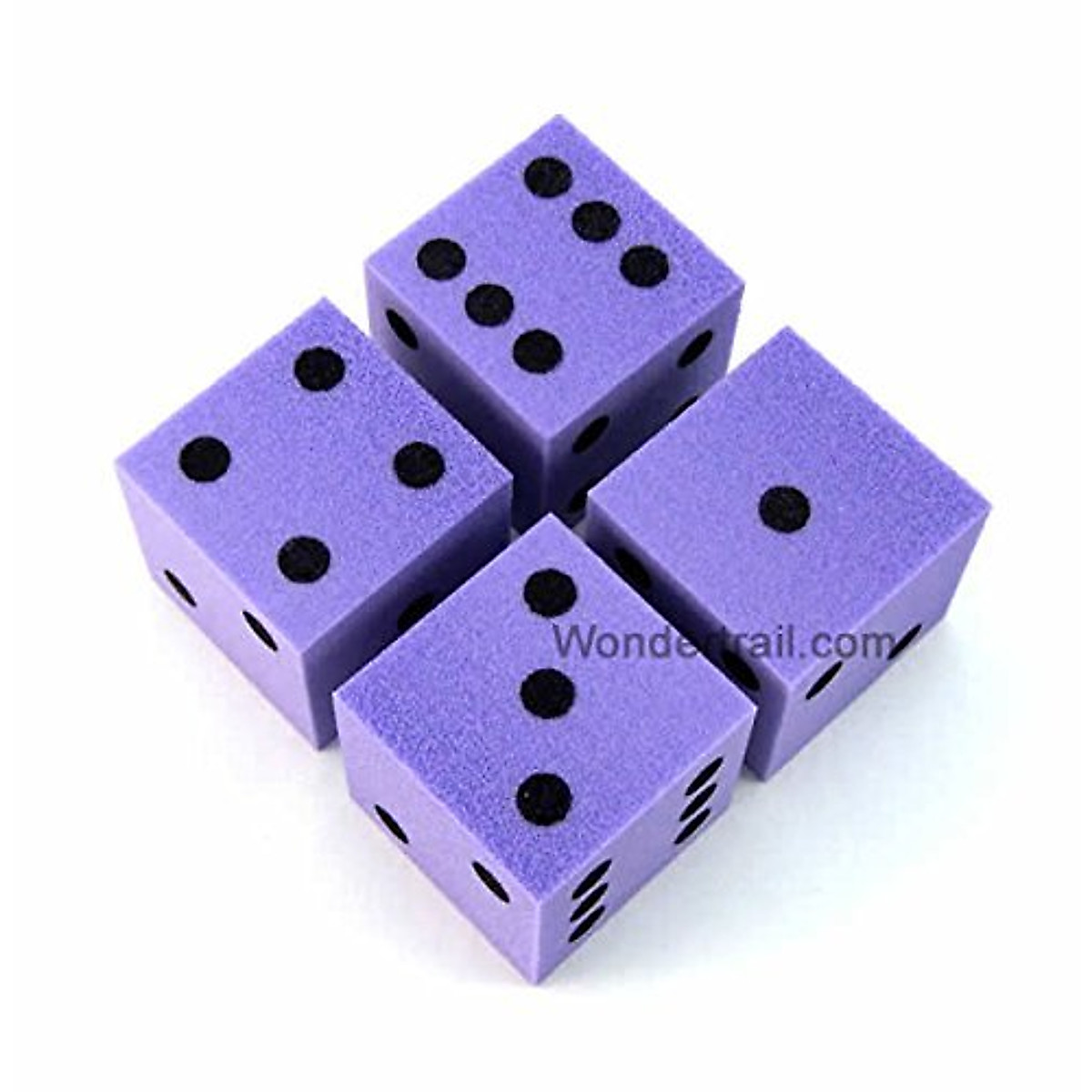 Wondertrail Purple Foam Dice with Black Dots D6 25mm (1in) Pack of 4