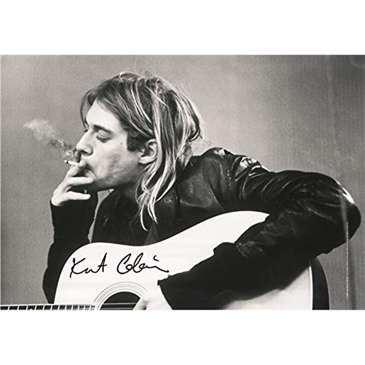 signs-unique Kurt Cobain & Guitar Large Fabric Poster / Flag 1100mm x 750mm (hr)