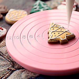 Pink Cookie Decorating Turntable, Rotating Cake Turntable Stand Baking Decor Plate