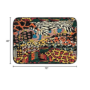 Tavisto African Animal Print Area Rug 4x6 Machine Washable Rug Ultra Soft Foldable Area Rugs with Non-Slip Backing for Office Living Room Bedroom