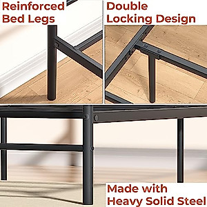 SOROGRA Twin Bed Frame with Headboard and Footboard, Bed Frame Platform with Storage Space, Heavy Duty Metal Bed No Box Spring Required, 11'' Under-Bed Storage, Anti-Slip, Noise Free, Black