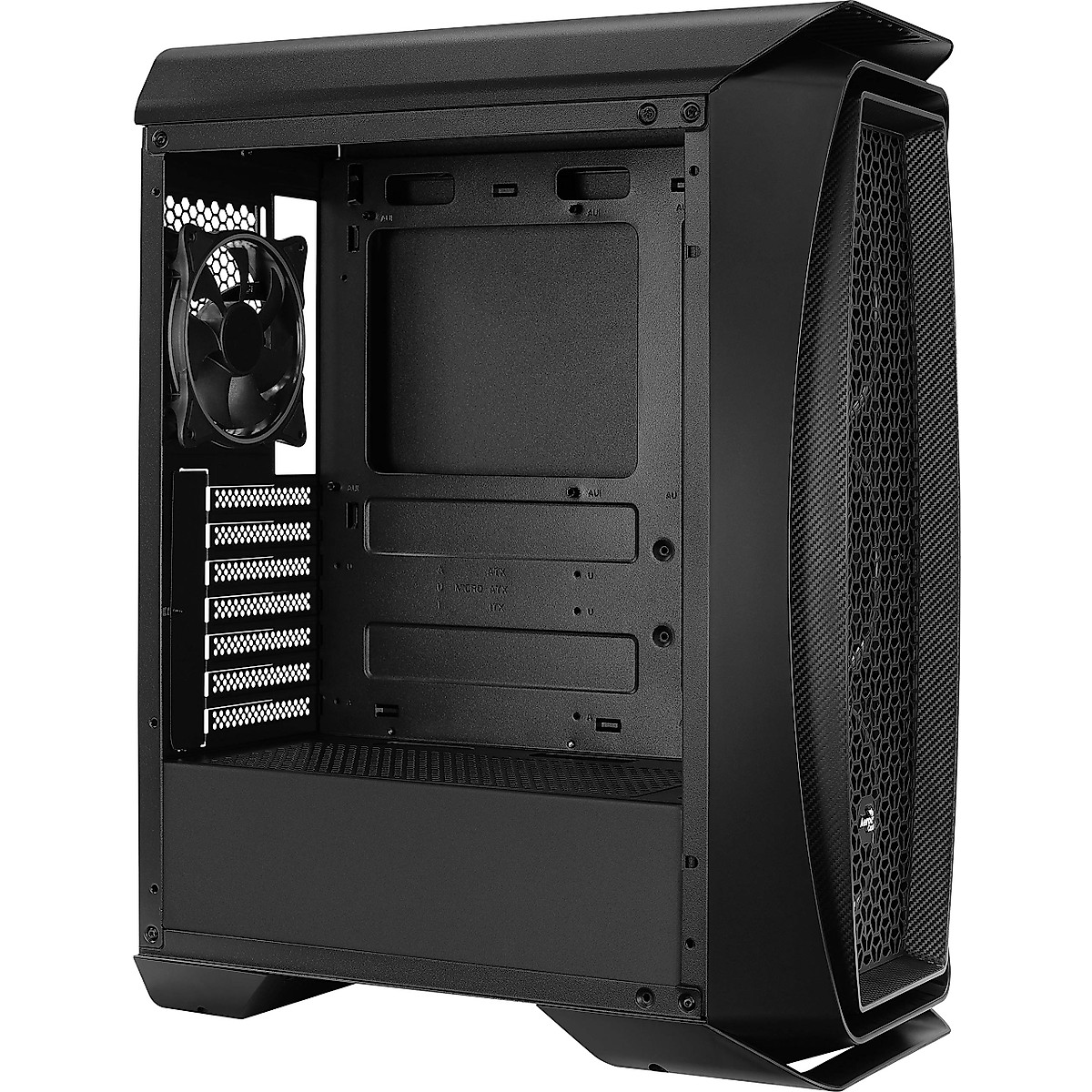 Gaming PC Case Mid-Tower Chassis by AeroCool, AeroOne Eclipse Black, Tempered Glass Panel, 4X RGB Fans, 2X USB 3.0, ATX Desktop Case