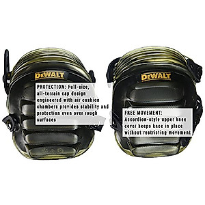 DEWALT DG5217 All-Terrain Kneepads with Layered Gel Padding with Full Size, All Terrain Cap, Grey, Pack of 1