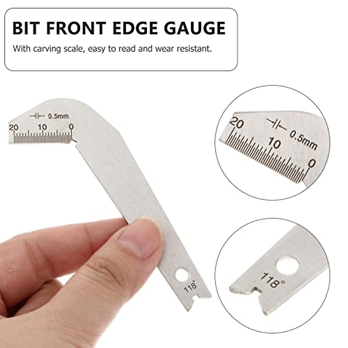 iplusmile Drill Gauge Stainless Steel Drill Point Gage 118 Degree Drill Bits Angle Gage Grinding Gauge Sharpening Tool (Silver)