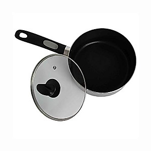 Mirro A79723 Get A Grip Aluminum Nonstick Sauce Pan with Glass Lid Cover Cookware, 2-Quart, Black
