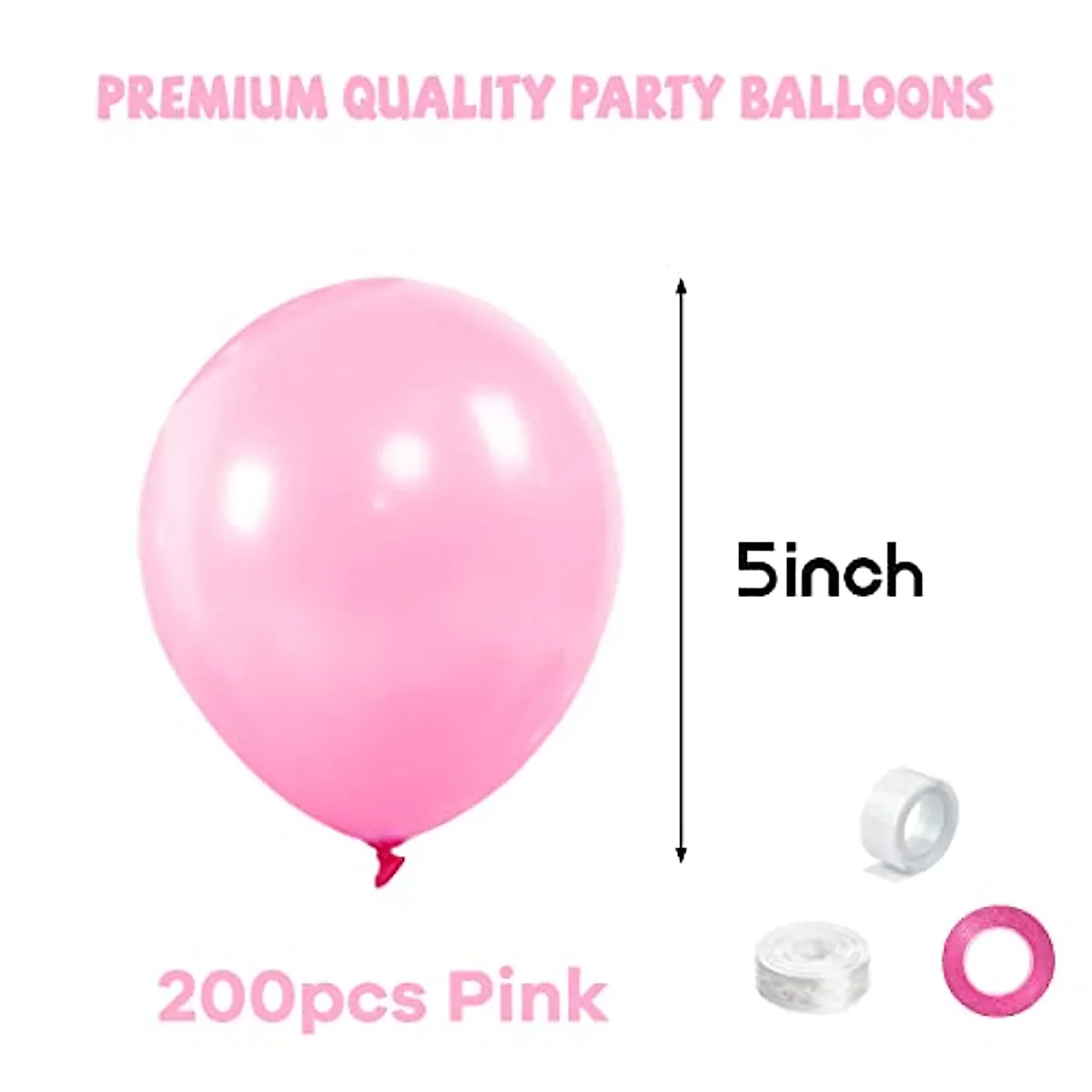 200pcs Small Pink Latex Balloons - 5 Inch Mini Thick Pink Birthday Balloons for Birthday & Wedding Decorations, Baby Shower