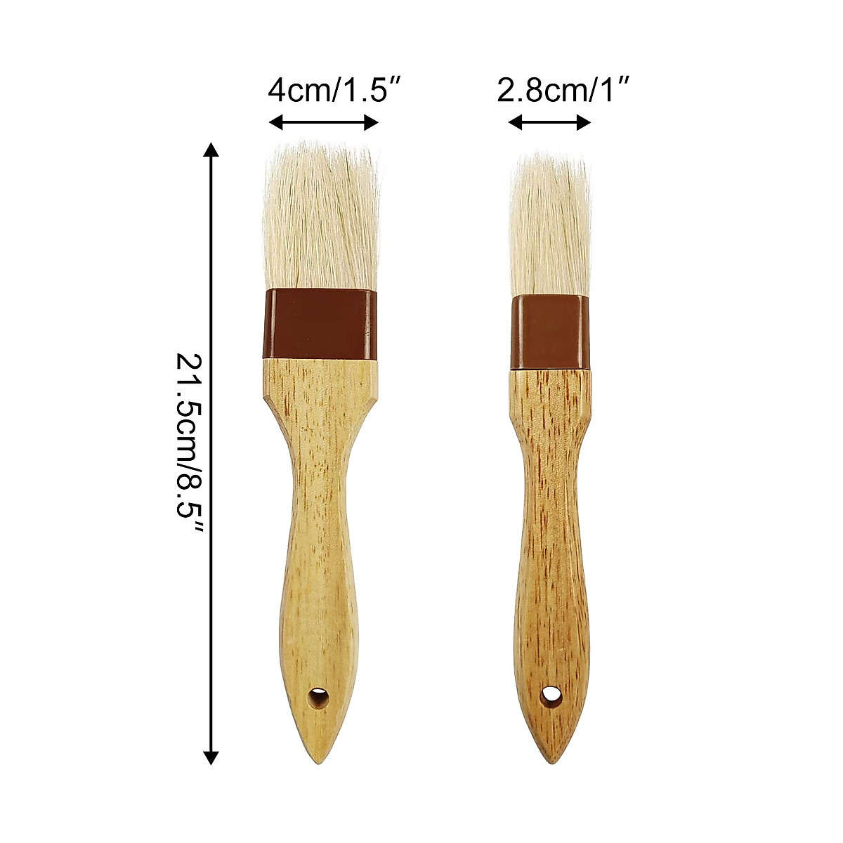 4 Pieces Pastry Brushes, Kitchen Basting Oil Brush with Natural Boar Bristle and Beech Wooden Handles Barbecue Oil Brush for Grill BBQ Sauce Baster Baking Cooking Marinade Brushes(1Inch & 1.5Inch)