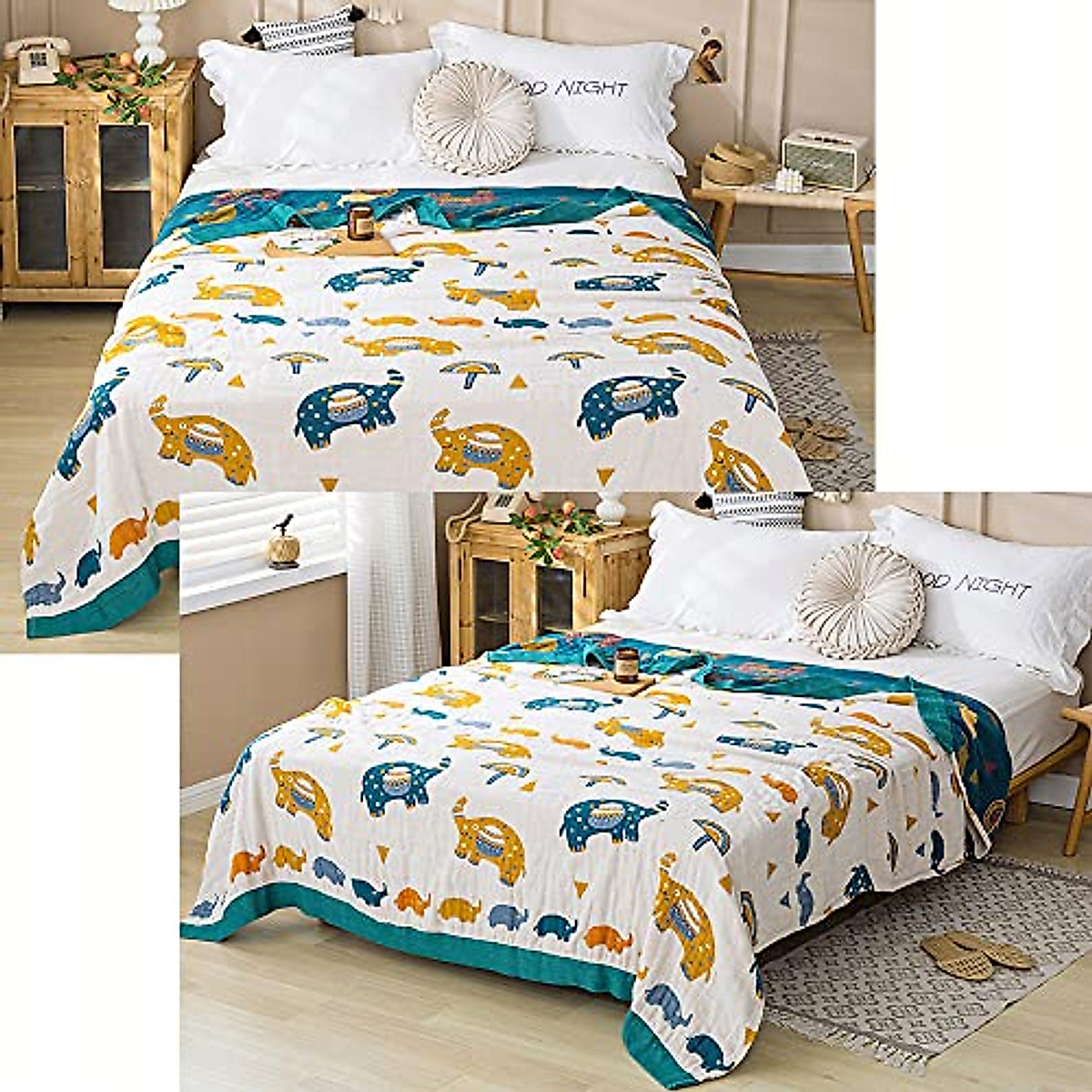 100% Cotton Blanket Soft Muslin Throw Blanket for Couch Bed, 5-Layer Breathable Gauze Blanket for All Season, Soft and Lightweight Muslin Blankets for Adults Blanket 60"x80"