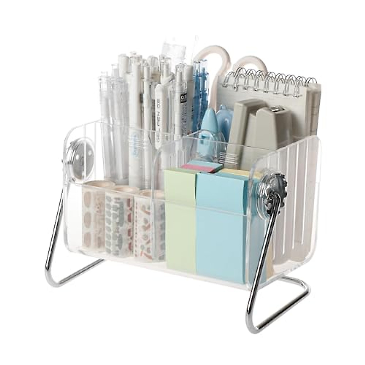 Yesesion Acrylic Remote Control Holder, Clear TV Remote Caddy for Bedside Table, Desk Storage Organizer with Removable Dividers for Marker Pen and Pencils, Home Office Supplies, Phone, Eyeglasses