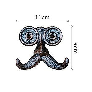Leefasy Cast Iron Old Man Hook Beard-Shaped Decorative Coat Hanger Rack Keys Holder for Home