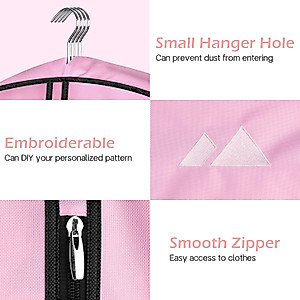 MISSLO 43" Pink Garment Bags for Travel for Women Waterproof Oxford Fabric Suit Bags for Closet Storage Dress Cover Hanging Clothes Bag