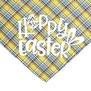 JOTFA Easter Dog Bandanas, Plaid Dog Puppy Easter Bandana Scarf for Small Medium Large Dogs Pets (Pink & Yellow & Light Blue)
