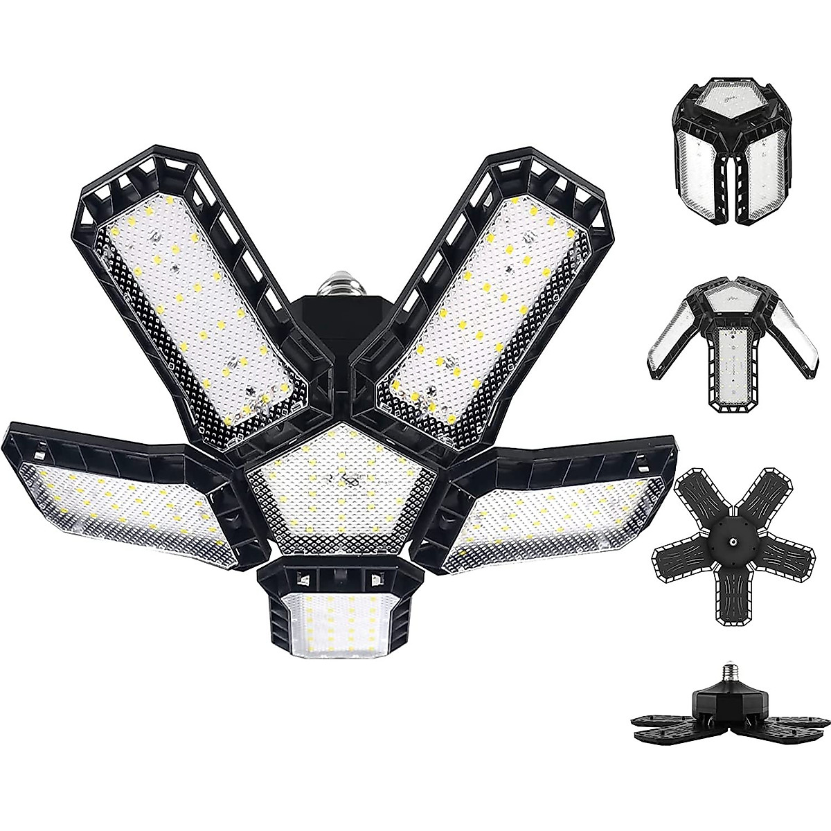 CREATESTAR Garage Lights Ceiling Led, 120W 6500K Garage Lights with 5 Adjustable Panels Deformable LED Garage Ceiling Lights, Garage Led Light, Garage Lighting for Basement, Barn E26/E27