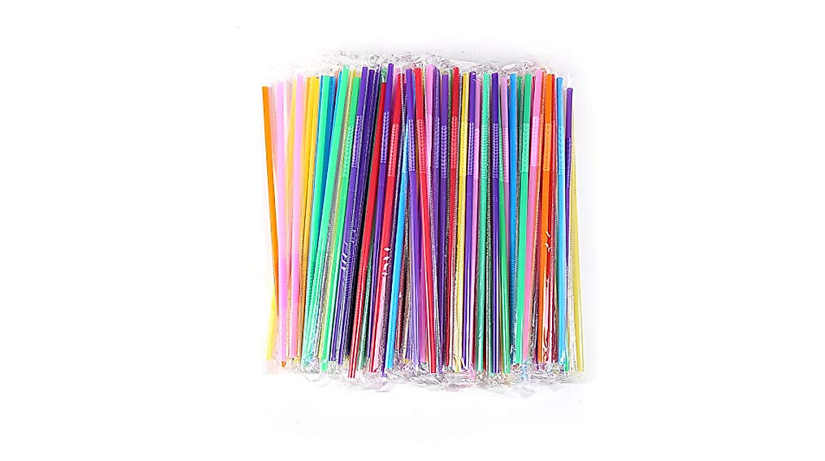 Colorful 10.23" Plastic Drinking Straws - 200 Pack
