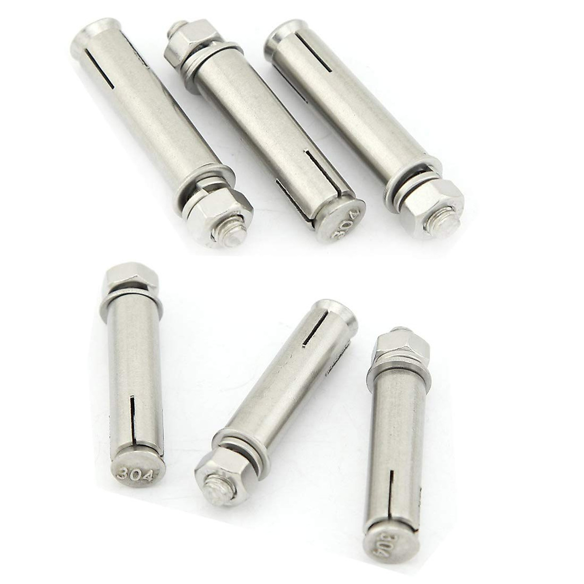 Hex Expansion Bolt Hex Head Nut Sleeve Expansion Screw 304 Stainless Steel External Furniture Bolts, Expanding Shield Anchor Screws Bolts Fastener M6x60mm 5 Pack